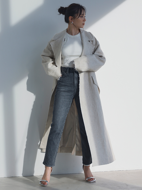 Slim straight denim(0 GREY): パンツanuans Slim straight denim(0 GREY): パンツanuans